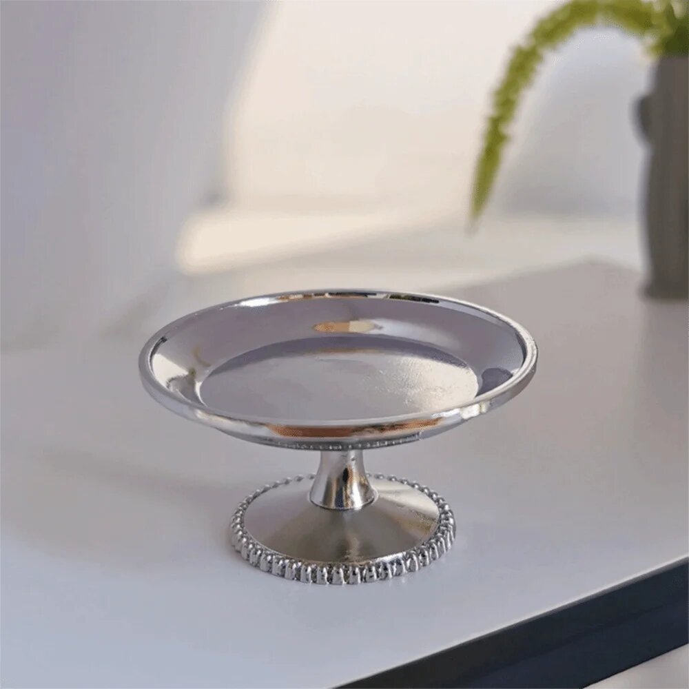 Миниатюрный металлический поднос для кукольного домика Серебряный, Silver