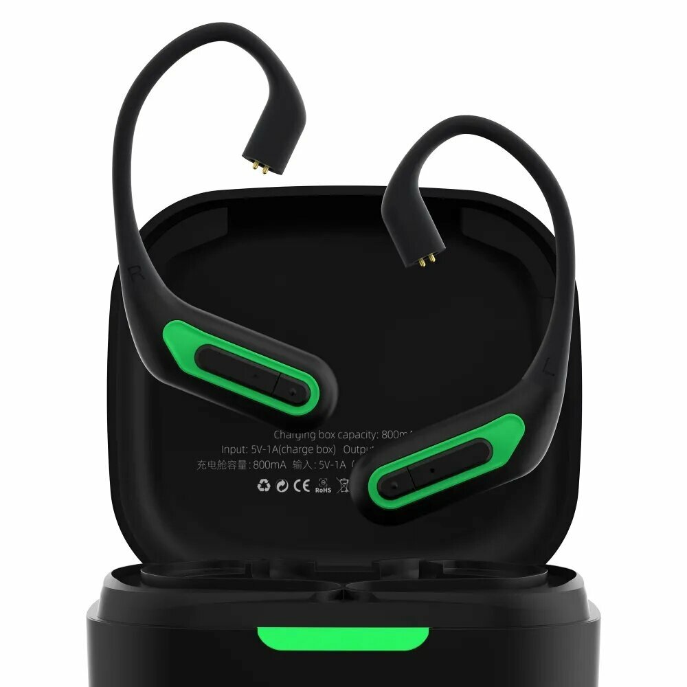 KZ Наушники беспроводные с микрофоном KZ AZ10 TWS: игровые наушники с Bluetooth 5.2 и заушными дужками, Bluetooth, салатовый, светло-зеленый