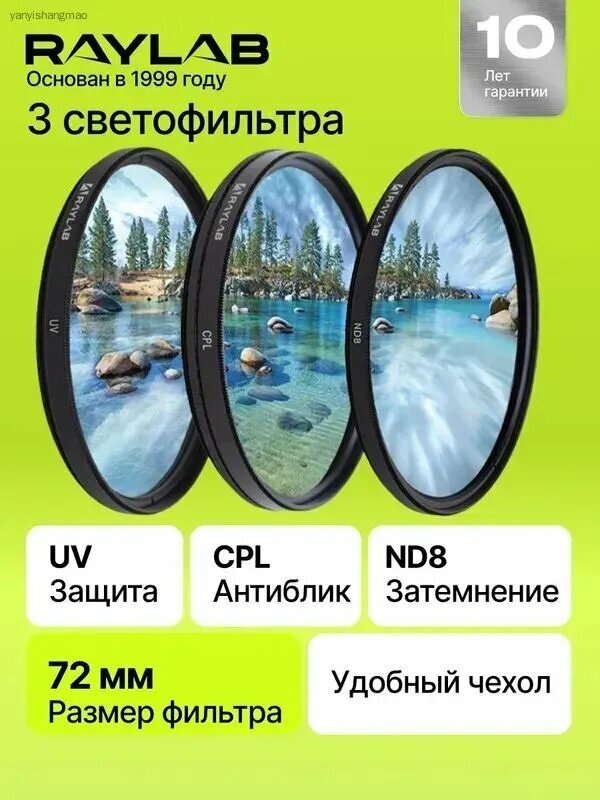Защитный светофильтр 72 мм, черный
