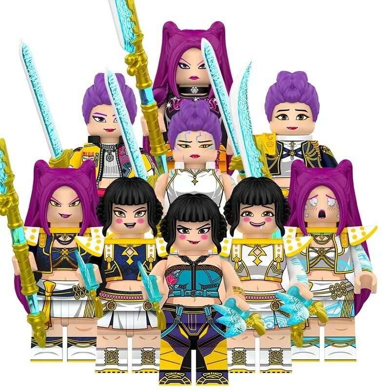 'Набор минифигурок "Кейпоп-охотницы на демонов"(K-Pop Demon Hunters)/Rumi, Zoey, Mira. совместимы с легo конструкторами 9шт. (Высота фигурки: 4,5 см, пакет)/ WM6228+6229