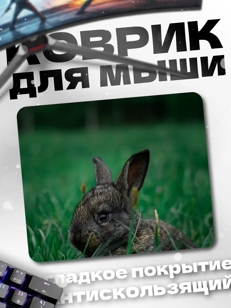 Коврик для мыши Кролик в траве