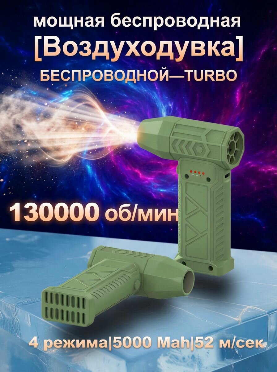 Воздуходувка портативная/ ветродуйка аккумуляторная/ турбовентилятор 130000/ турбо вентилятор