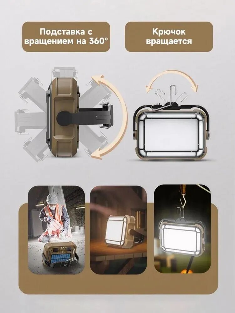 Фонарь-прожектор Power bank 50 м² 3500K-6500K 3600 мА·ч с регулируемой цветовой температурой — фото 1