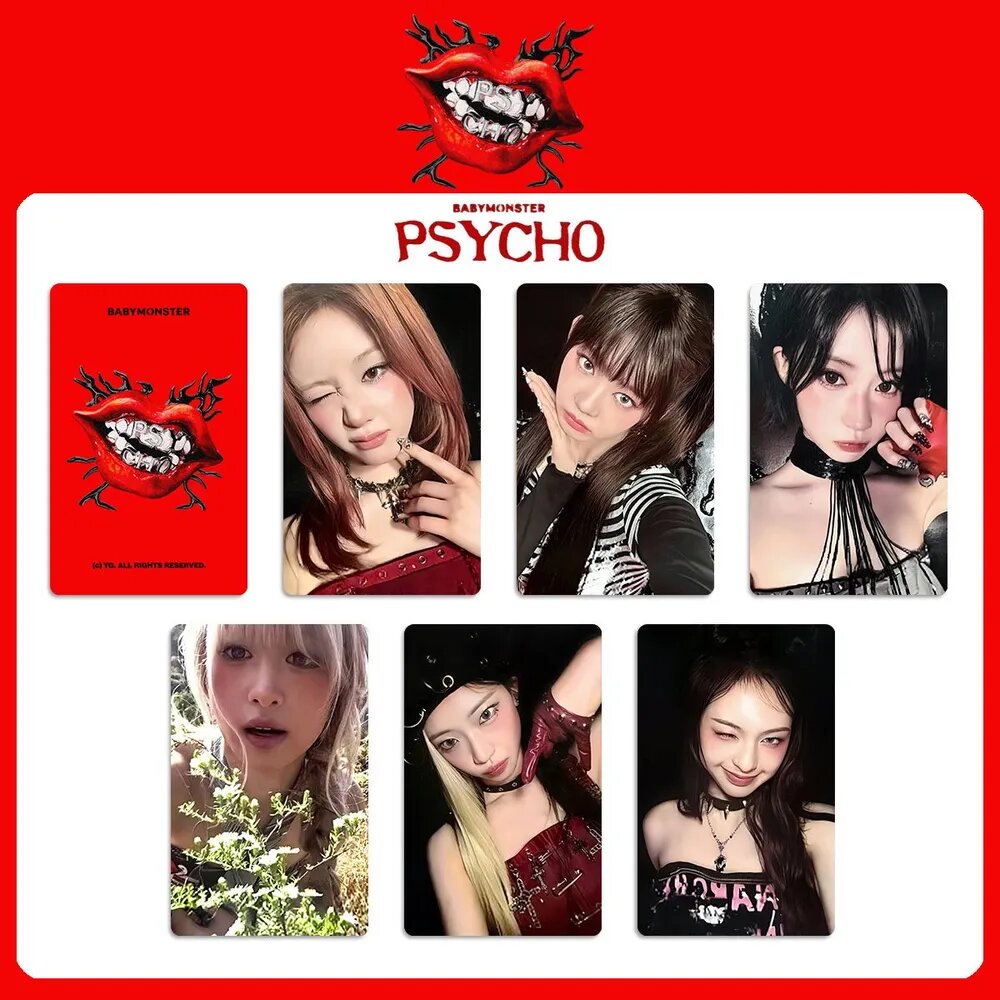 Карточки BABYMONSTER PSYCHO k-pop карточки коллекционные Фотокарточки 54 * 86 мм 6 шт