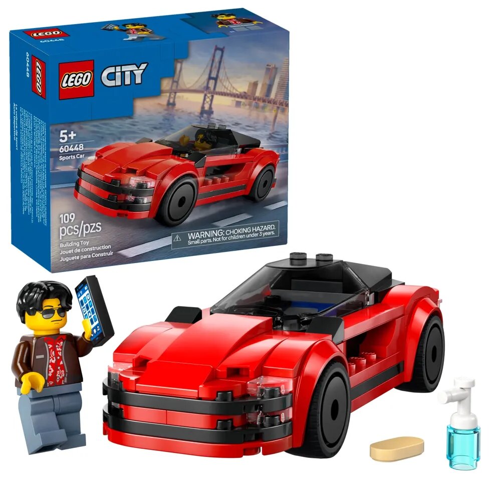 Лего City серия, LEGO 60448 Красный спортивный автомобиль, lego конструктор для мальчика, лего для девочек