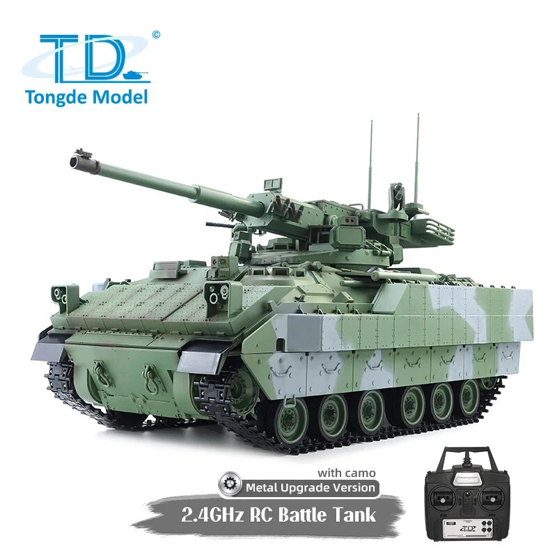 Танк радиоуправления Tongde Model 1/16 M2128 RC Tank Bradley Fighting Vehicle 3.0 с электрической платой, инфракрасной боевой системой и дымовым эффектом