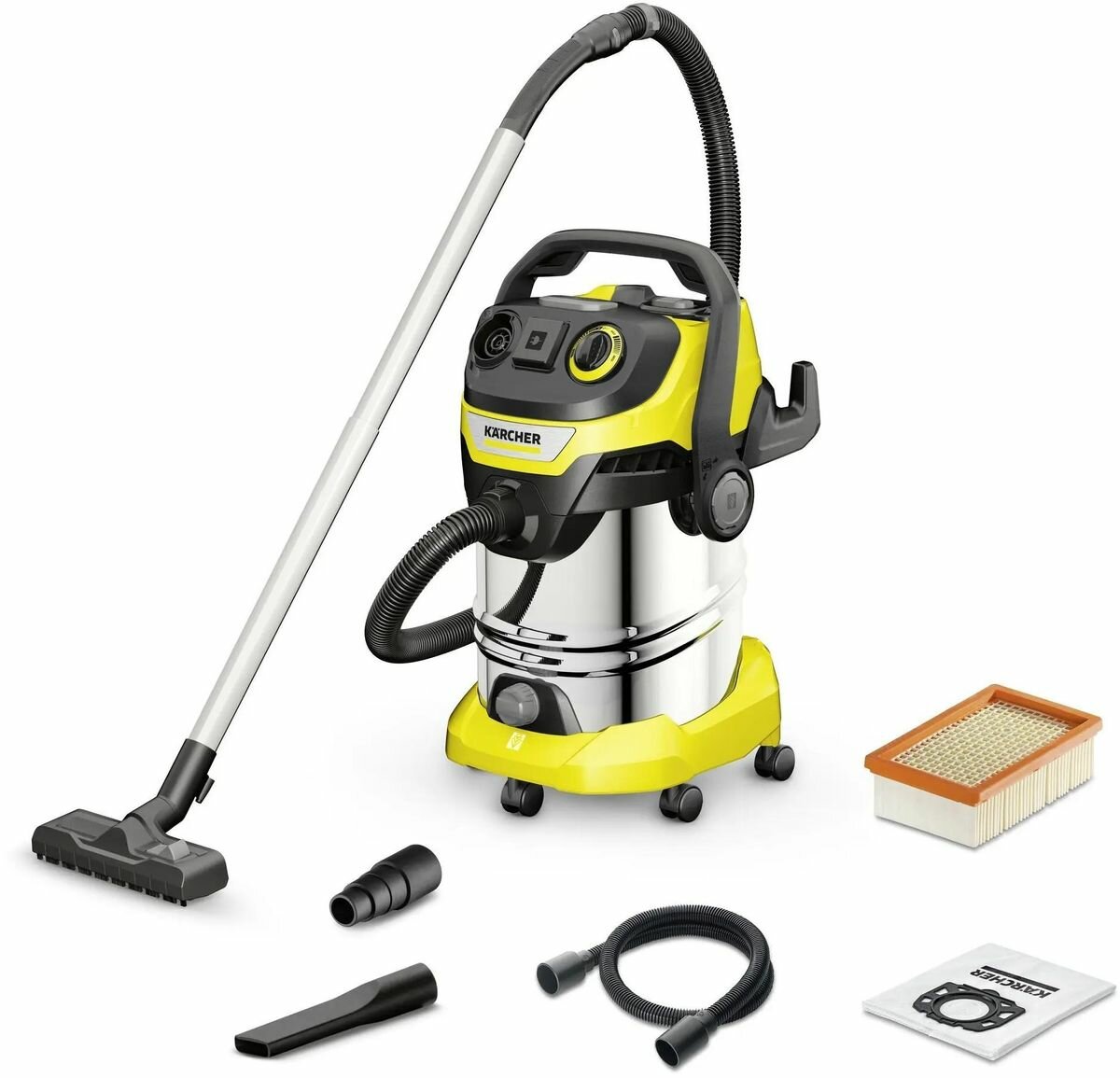 Пылесос строительный Karcher WD 6 P S V-30/8/35/T (YSY) 1300Вт (уборка: сухая/сбор воды) желтый