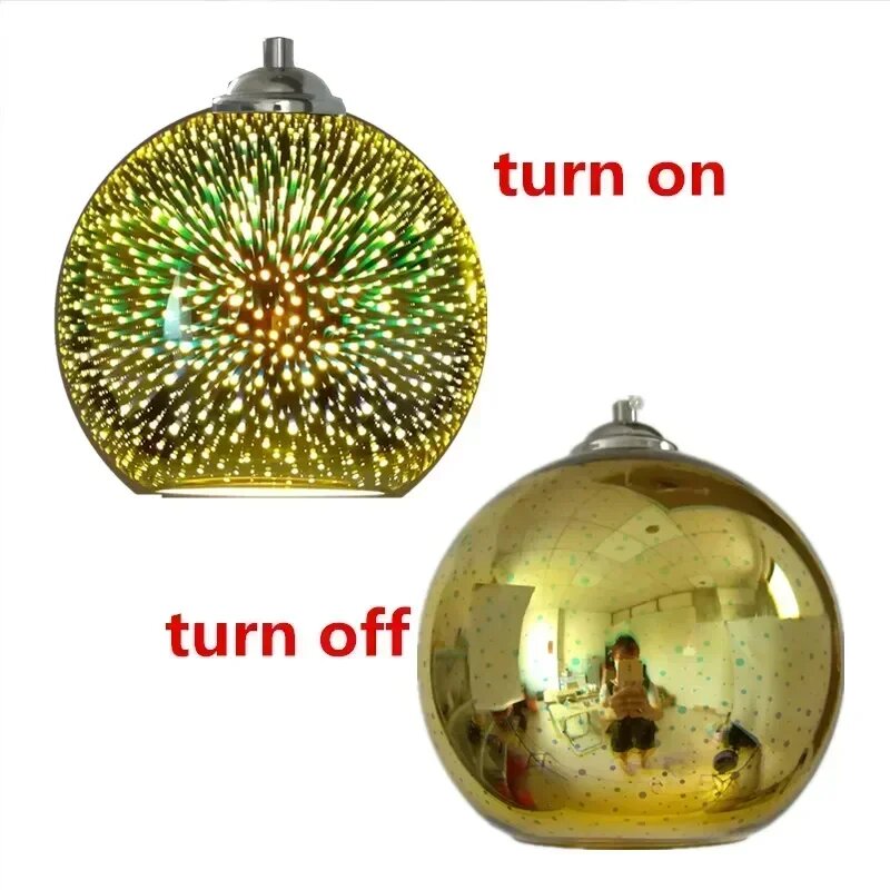 Подвесной светодиодный светильник 3D стеклянный шар gold, Diameter 15cm, Желтый
