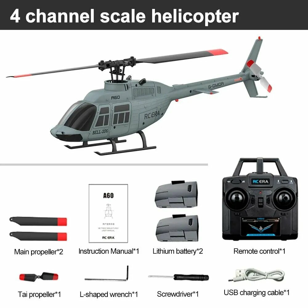 RC ERA A60 4CH 1/42 BELL-206 Позиционирование оптического потока 120-метровым 6-осевым гироскопом