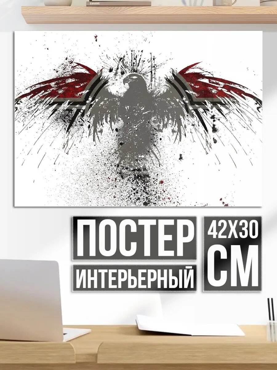 Плакат постер Орел в брызгах
