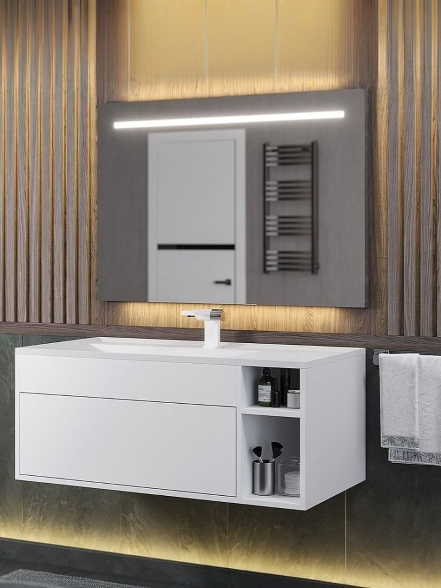 Тумба под раковину для ванной подвесная Uperwood Lotus Premium 100х50х42 см, белая