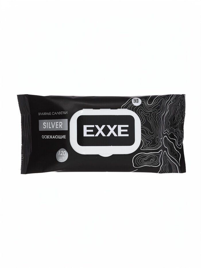 Exxe Влажные салфетки мужские EXXE MEN Breeze & Silver, очищающие, с клапаном, 120 шт.