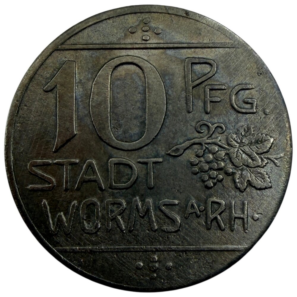 Германия, Германская империя, Вормс 10 пфеннигов 1918 г. (Fe)