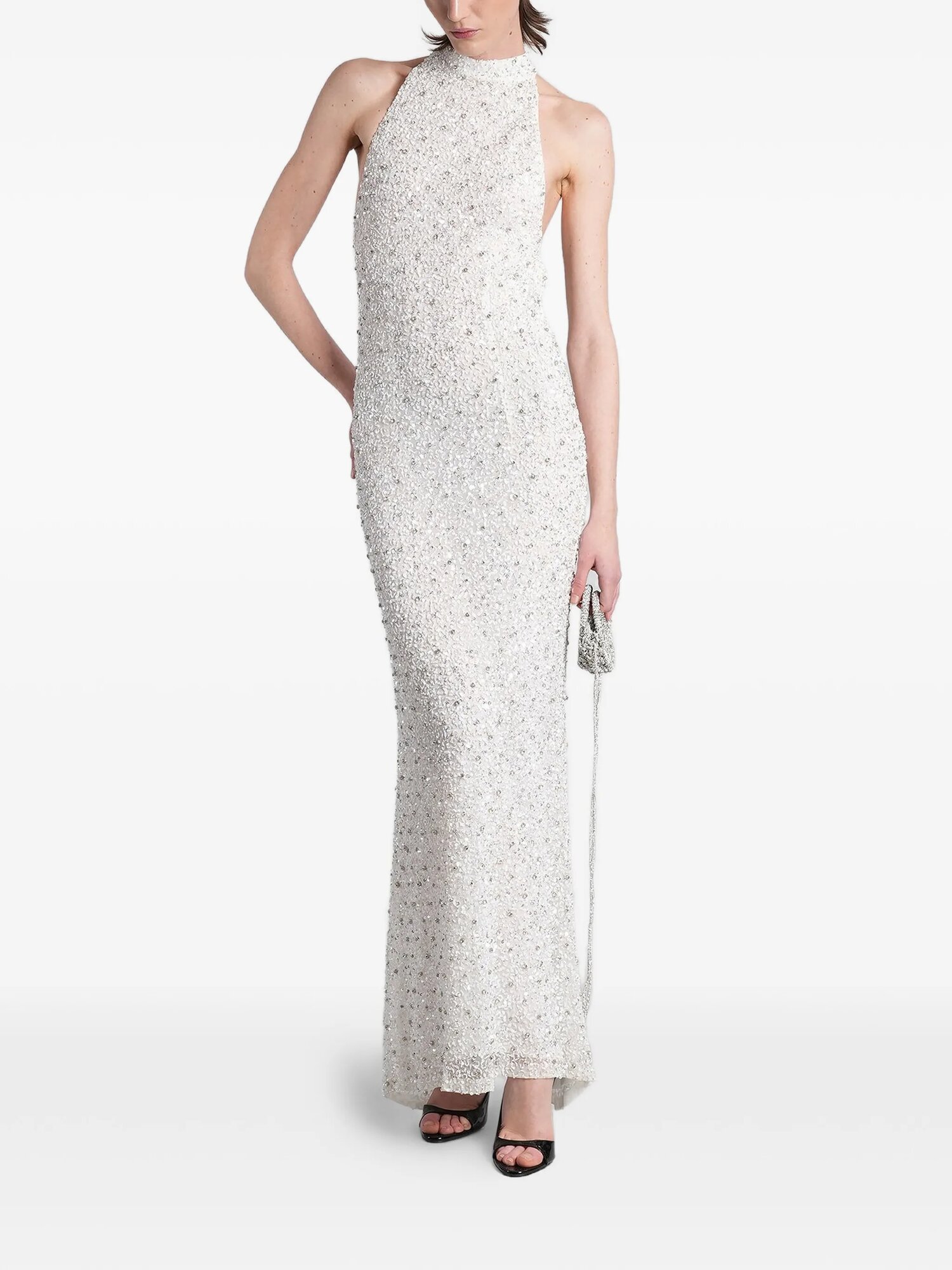 Платье Olivia sequin-embellished halterneck maxi dress