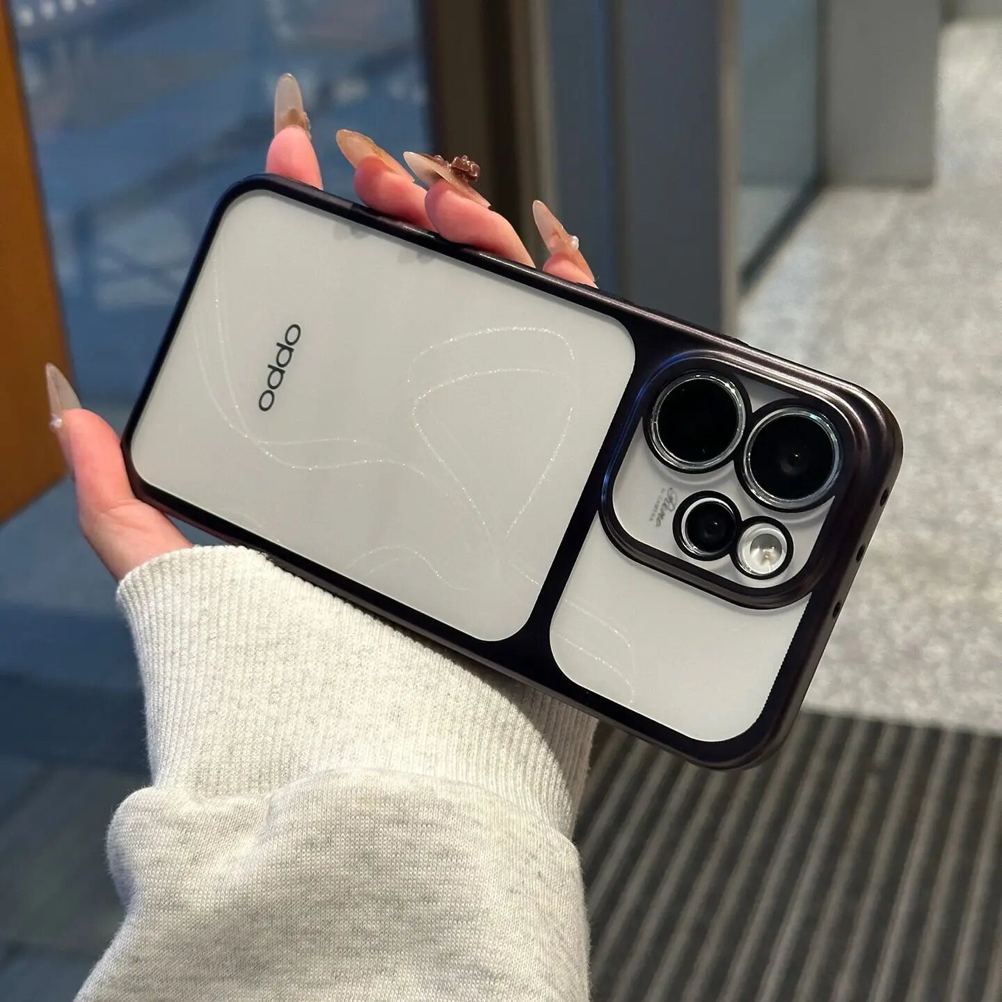 Чехол для OPPO Reno 15 Pro, роскошный прозрачный чехол с гальваническим покрытием, Черный, black