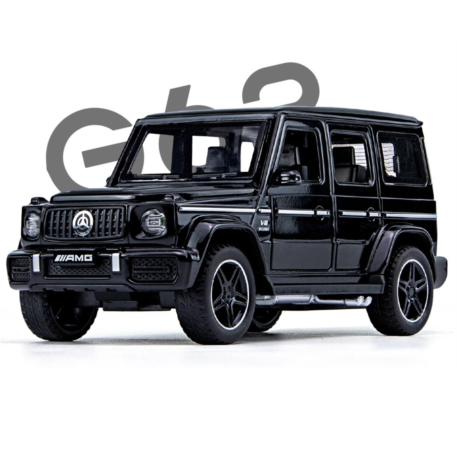 Модель машины Mercedes-Benz G63 металлическая шестидверная с подвеской, звуковым и световым имитационным эффектом, материал: сплав/пластик/пластик, масштаб: 1/32, цвета: черный|розовый|белый, размер: 16×6.2×6.6 см, вес: 275 г, функции: шесть открываний,