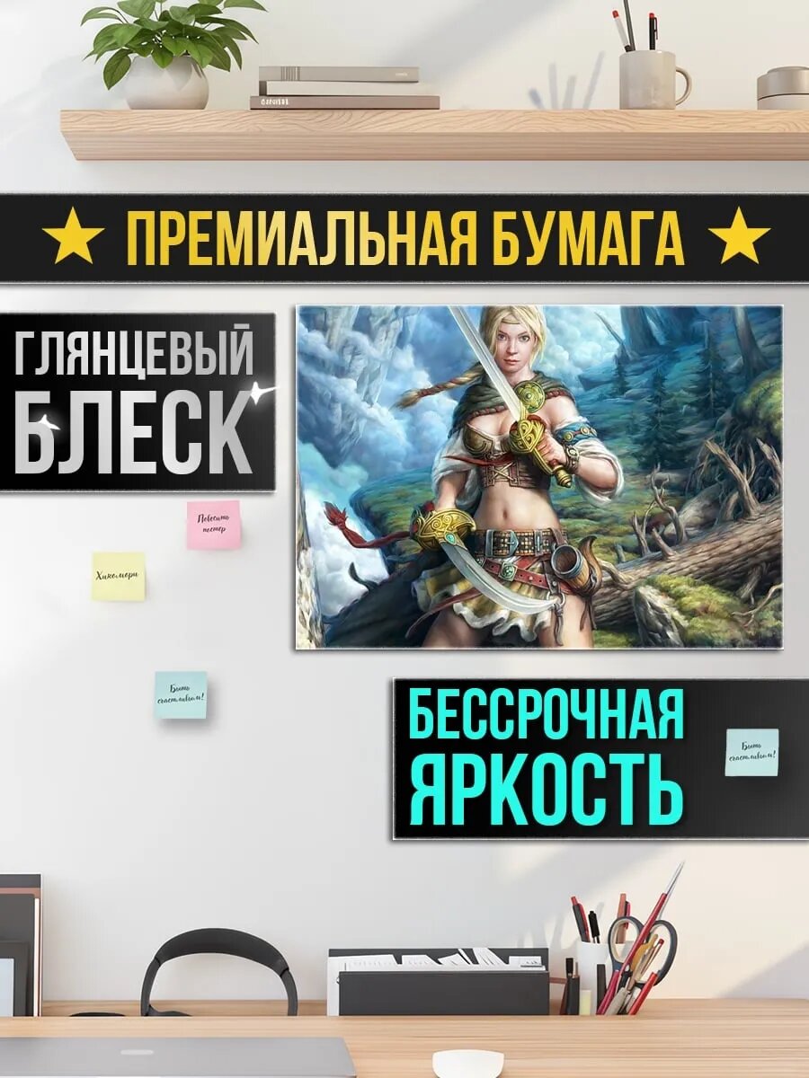 Плакат постер Девушка воин с мечами — фото 1