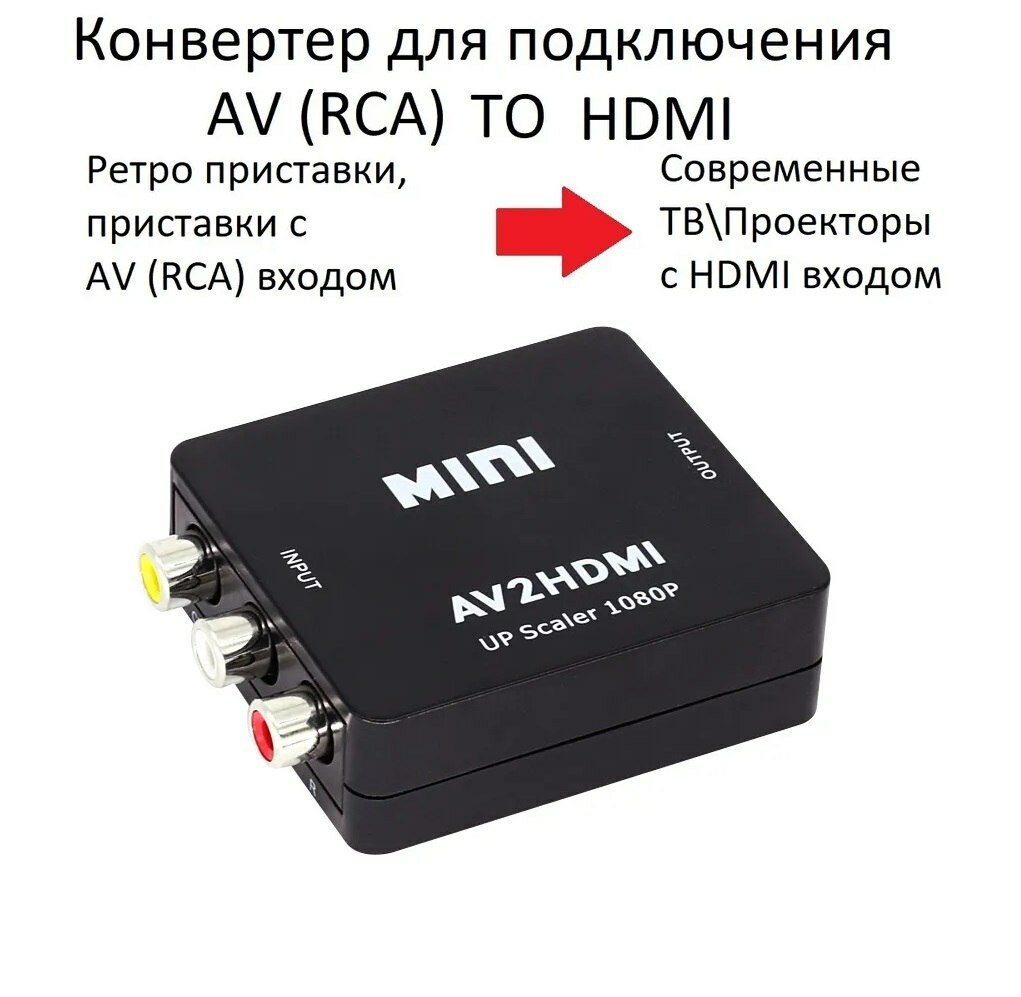 Конвертер / адаптер переходник RCA AV/CVSB в HDMI преобразователь видеосигнала AV TO HDMI