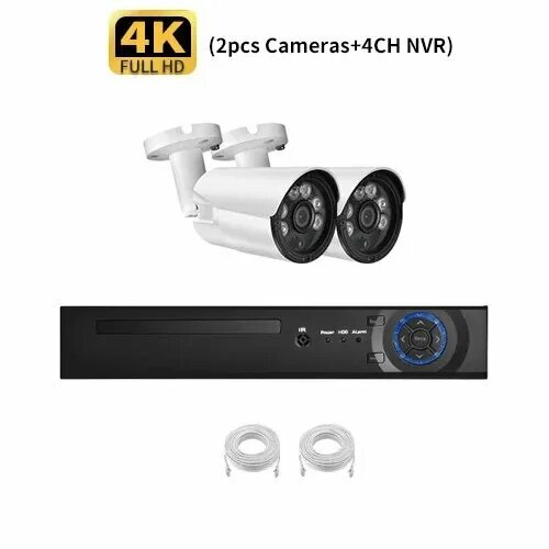 Комплект видеонаблюдения Gadinan 4K Ultra HD с распознаванием лиц AI 4CH/8CH P2P с детекцией движения наружная IP-камера с аудио XMEye