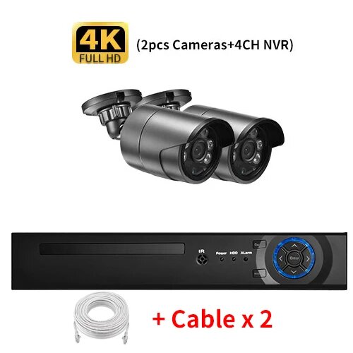 Система видеонаблюдения Gadinan 8CH 48V POE NVR с камерами безопасности с детекцией пешеходов, внешней аудиосистемой, камерами безопасности 4K CCTV для наблюдения XMEye