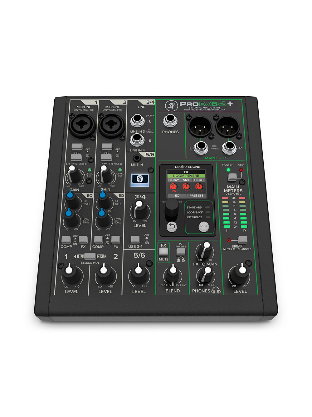 Аналоговый микшерный пульт Mackie ProFX6v3+，Двунаправленный Bluetooth® для воспроизведения музыки и приёма звонков