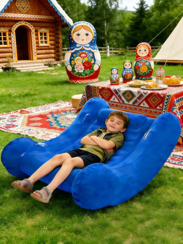 Надувное Кресло-Качалка , 120x108см, Лазурное, С Воздушным Насосом