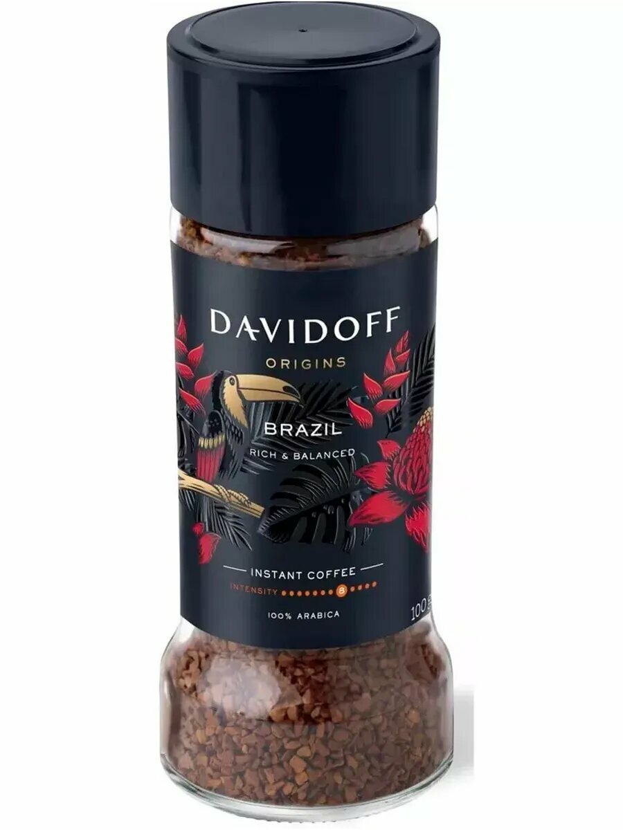 Кофе растворимый Davidoff "Brazil", арабика, стеклянная банка, 90г