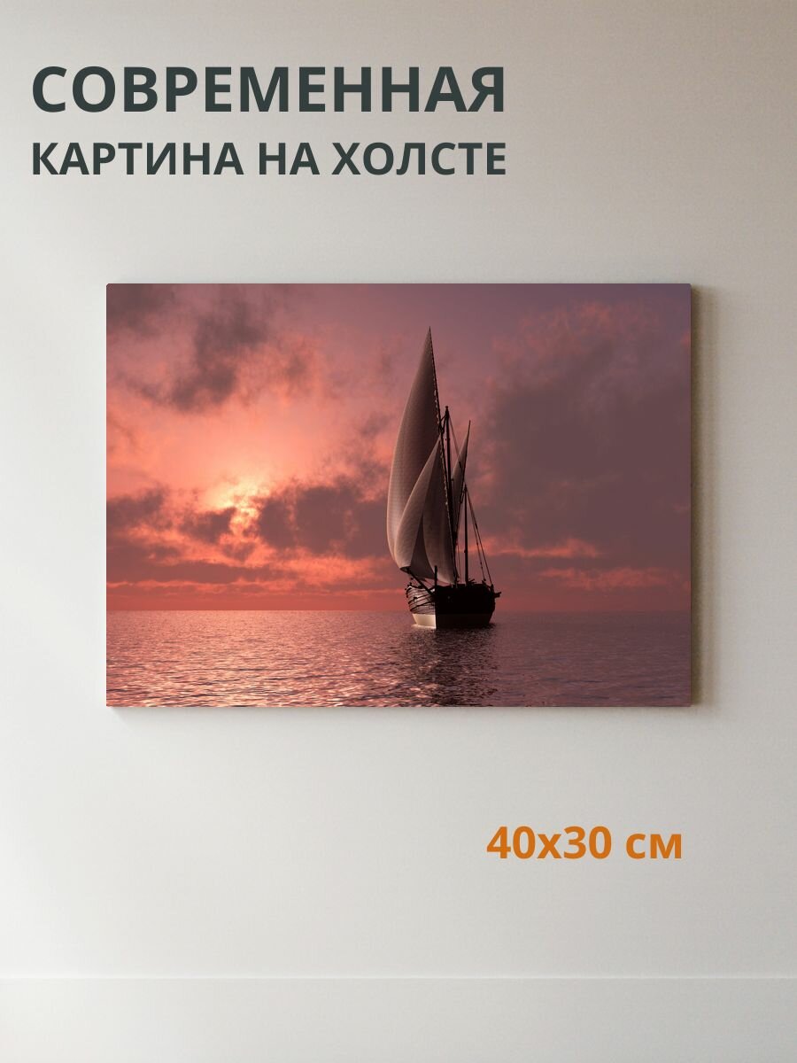 Картина на холсте Парусный корабль 40x30 см
