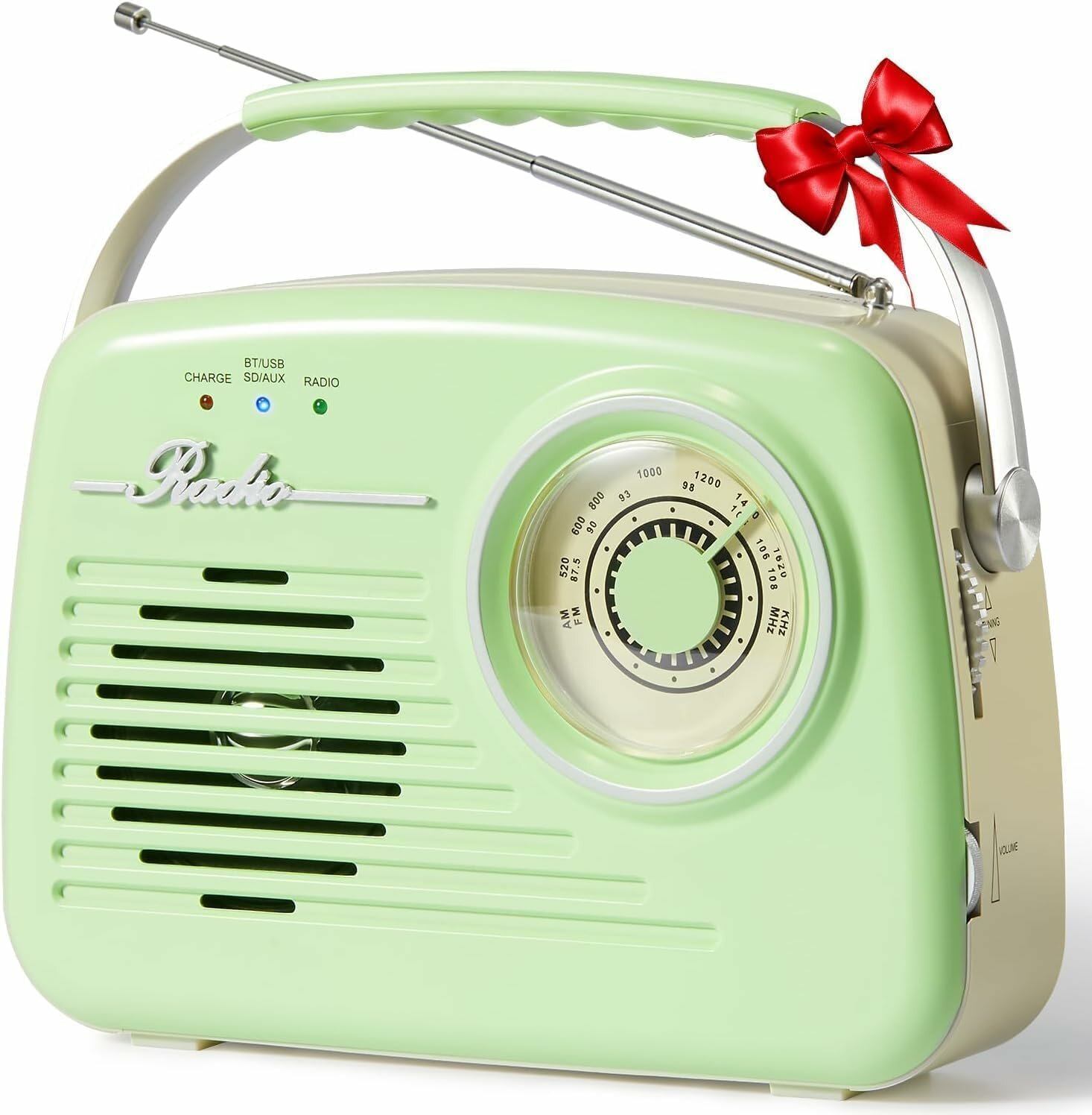 Портативное радио AM/FM, ретро-радио с питанием от батареек и от сети, винтажное радио с Bluetooth, простое в использовании, большой циферблат, для дома / улицы / кухни