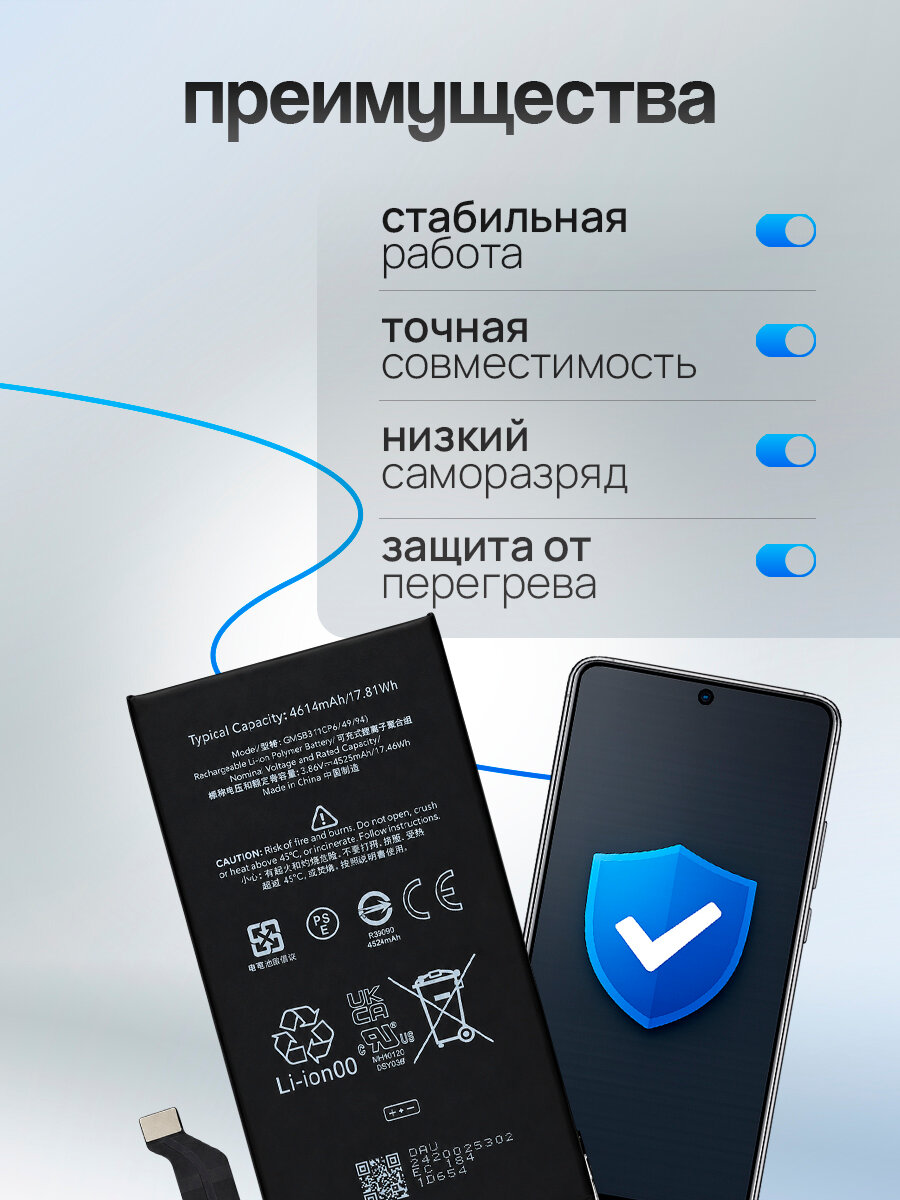 Аккумулятор GMSB3 для Google Pixel 6, батарея для смартфона — фото 1