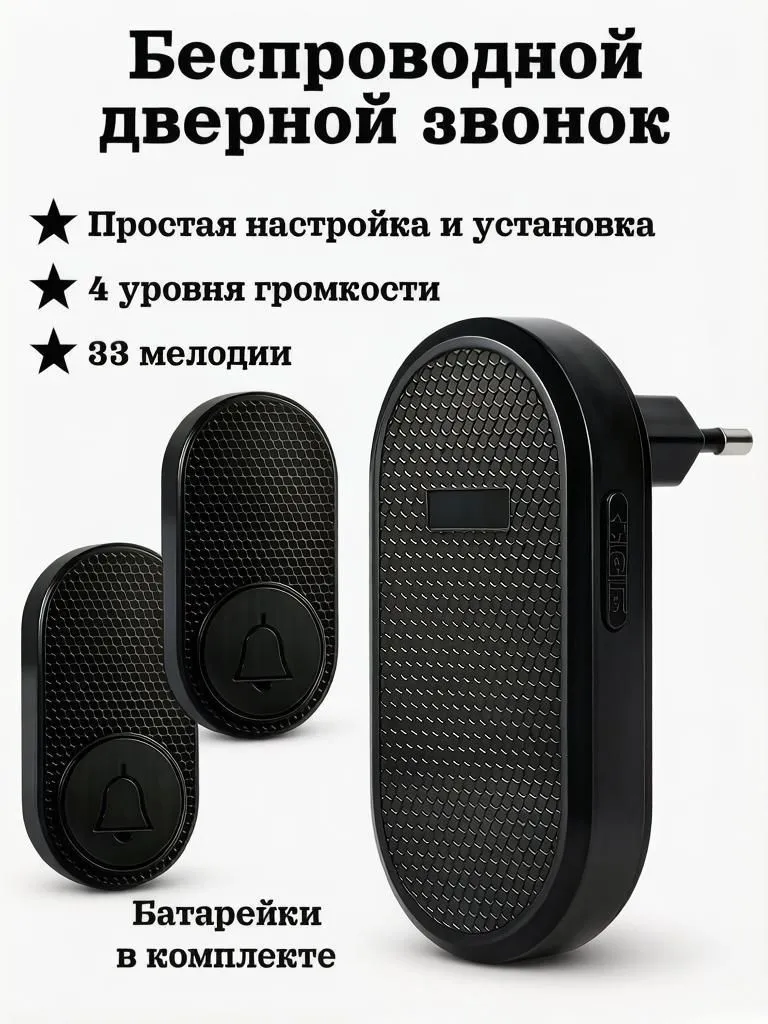 Беспроводной дверной звонок 1 приемник 2 кнопки вызова