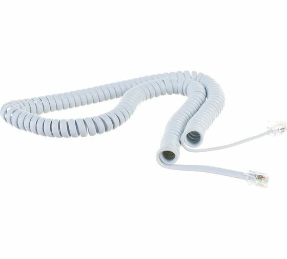 Шнур для телефонной трубки REXANT витой RJ-10 (4P-4C), 4м, белый 18-2041