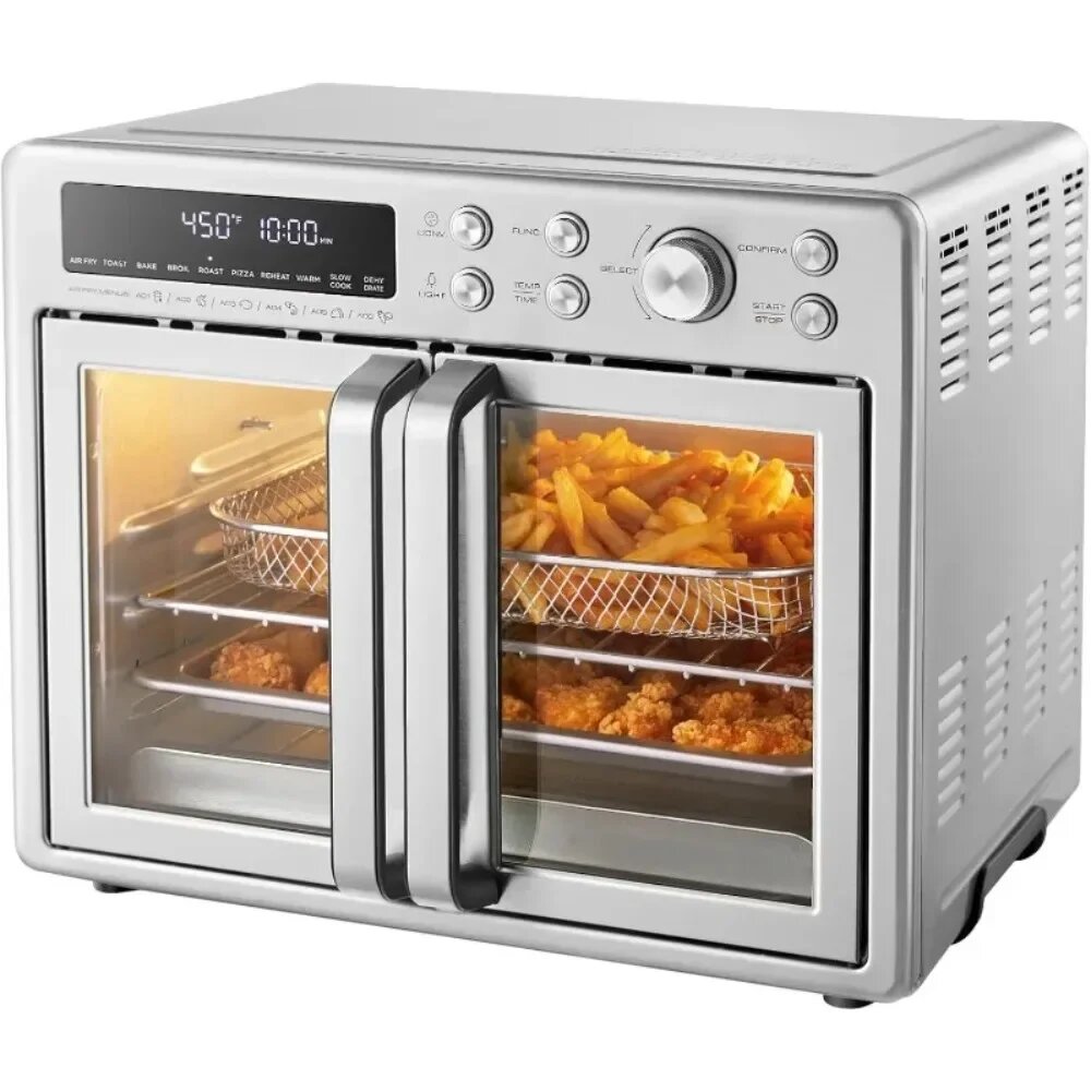 Дворовая мебель Flexify French Door Toaster Oven Air Fryer Combo, 26.4 QT, сверхбольшое комбинированное приборное духовое печь с фритюрером на столе 10-в-1