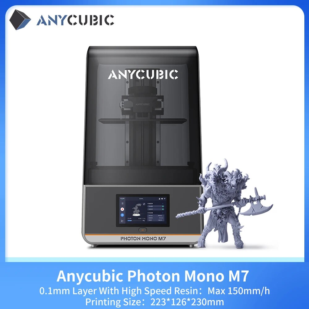 Предпродажа 3D-принтера ANYCUBIC Photon Mono M7 MSLA с 10-дюймовым 14K LCD-дисплеем. Скорость печати до 150 мм/ч. Размер печати 223*126*230 мм.