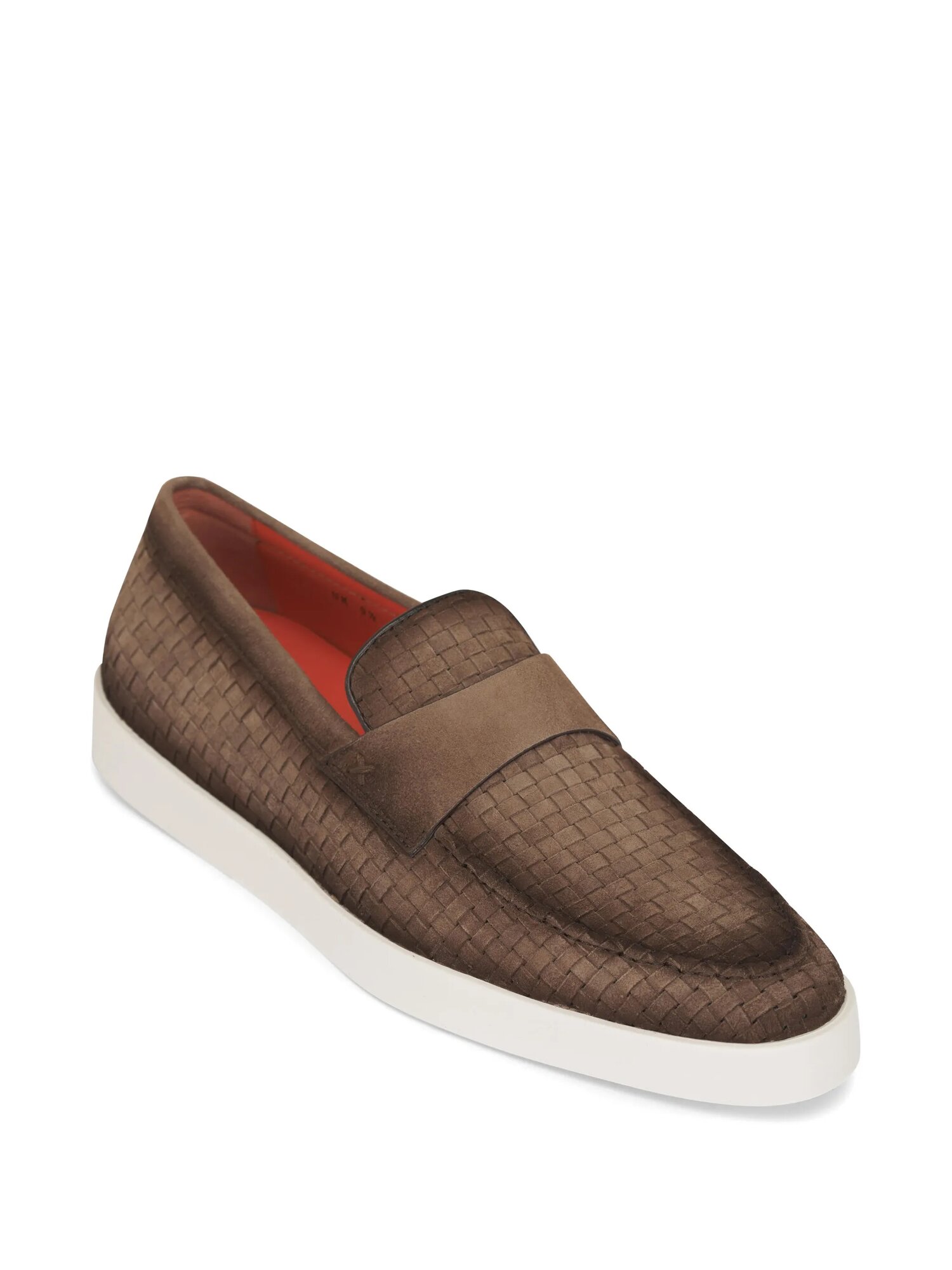 Лоферы Santoni Woven leather loafers, размер 8, brown — фото 1