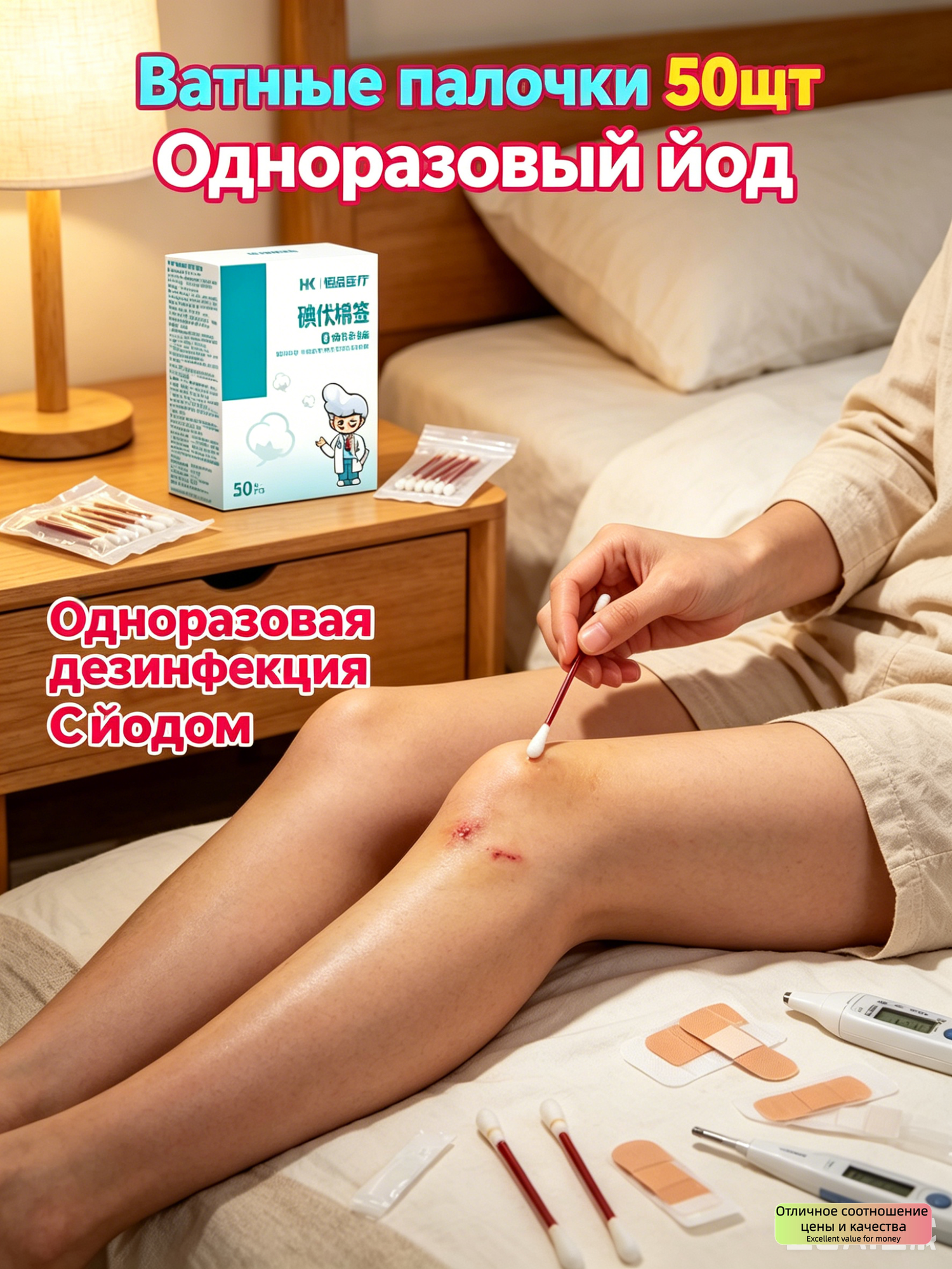 Ватные палочки, с йодом для детей, в индивидуальной упаковке