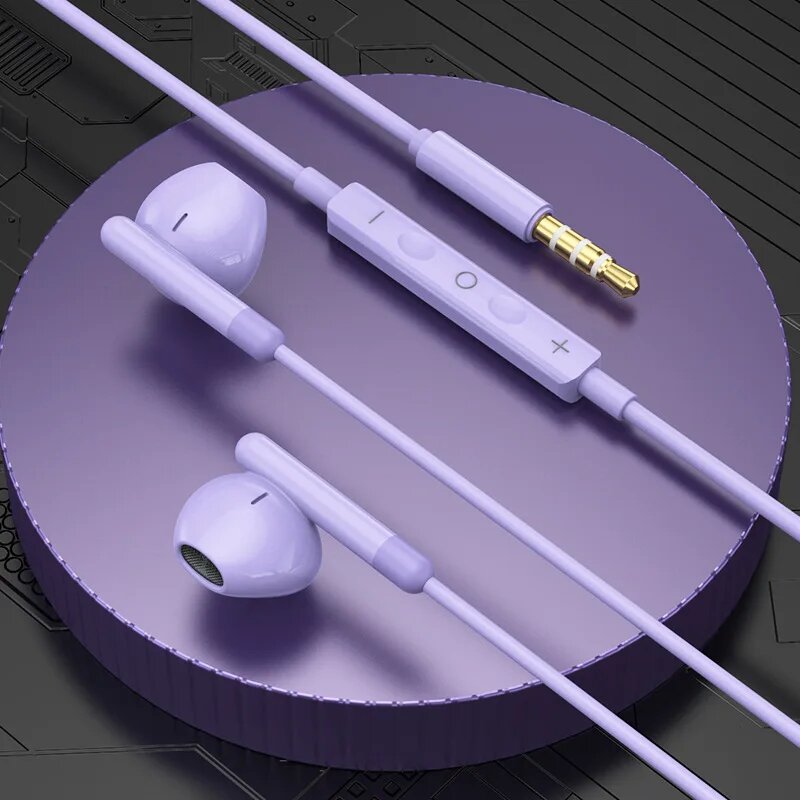 Проводные наушники 3.5mm Purple