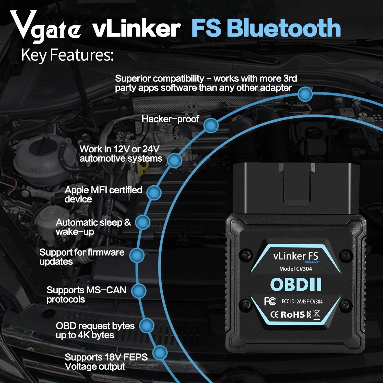 Vgate vLinker FS ELM327 Bluetooth для Android/IOS для Ford FORScan HS MS CAN ELM 327 OBD 2 OBD2 автомобильный диагностический сканер Инструменты