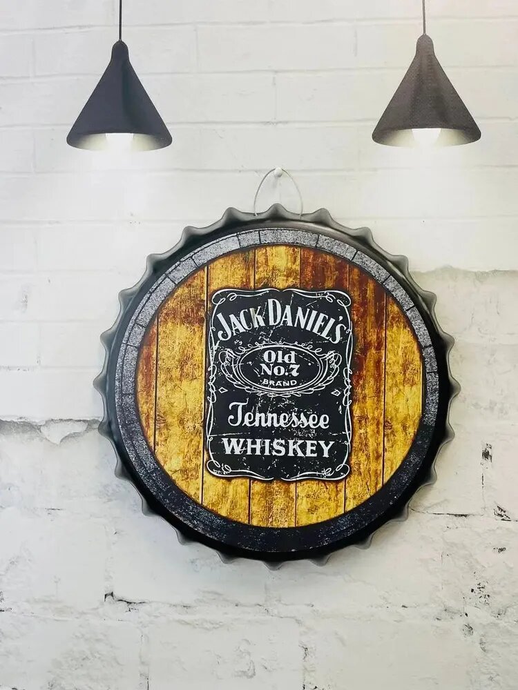 Декор на стену пробка пивная Jack daniels,30cm