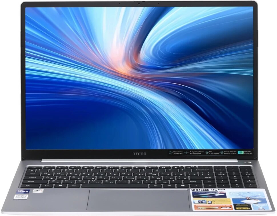 16" Ноутбук Tecno Megabook T16RA, Intel Core i9-13900HK, LPDDR4-16ГБ, SSD-1ТБ, Windows 11 Home, Grey
