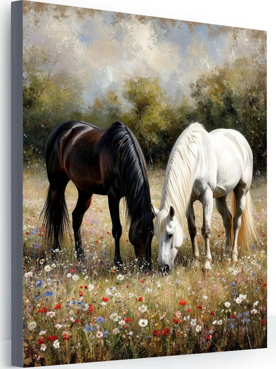 Картина на стену для интерьера "Лошади", на подрамнике, 40 x 50 см