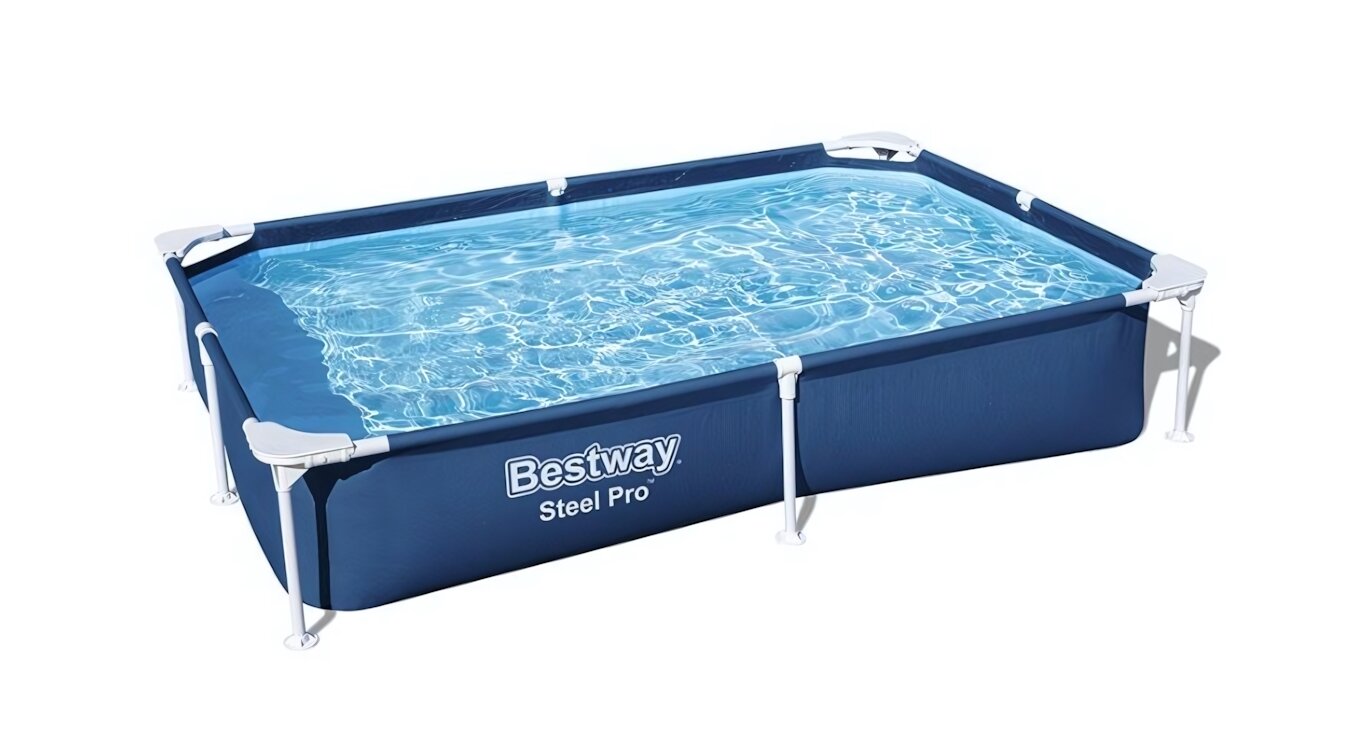 Бассейн каркасный прямоугольный Bestway "Steel Pro" 221х150х43 см, 1200 л, синий, для дачи и дома
