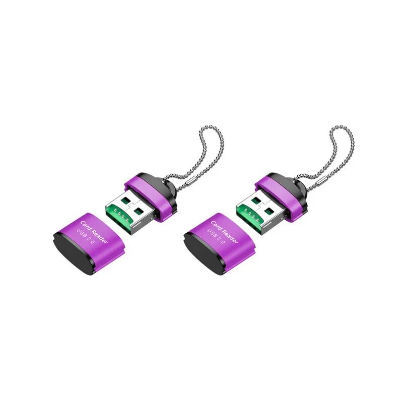 1–6 Шт. В Упаковке Mini USB TF Card Reader 2.0 Высокоскоростной USB-адаптер Фиолетовый, 2pcs Purple