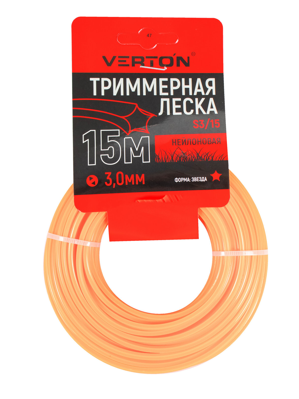 Триммерная леска S 3/15 VERTON GARDEN (3 мм; 15 м; звезда, нейлон)