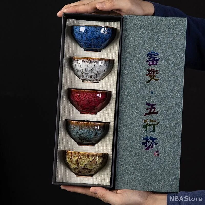 Чайная чашка для обжига в печи Five elements cup с подарочной коробкой набор чашек чайный сервиз из пяти частей