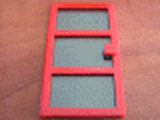 Деталь Lego x39c01 Door 1 x 4 x 6 with 3 Panes and Square Handle with Fixed Trans-Light Blue Glass