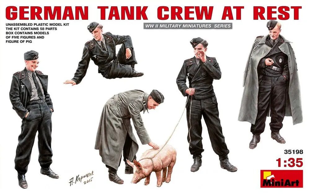 Собранная кукла MiniArt 1/35 Немецкий танк-участник группы в состоянии покоя 35198