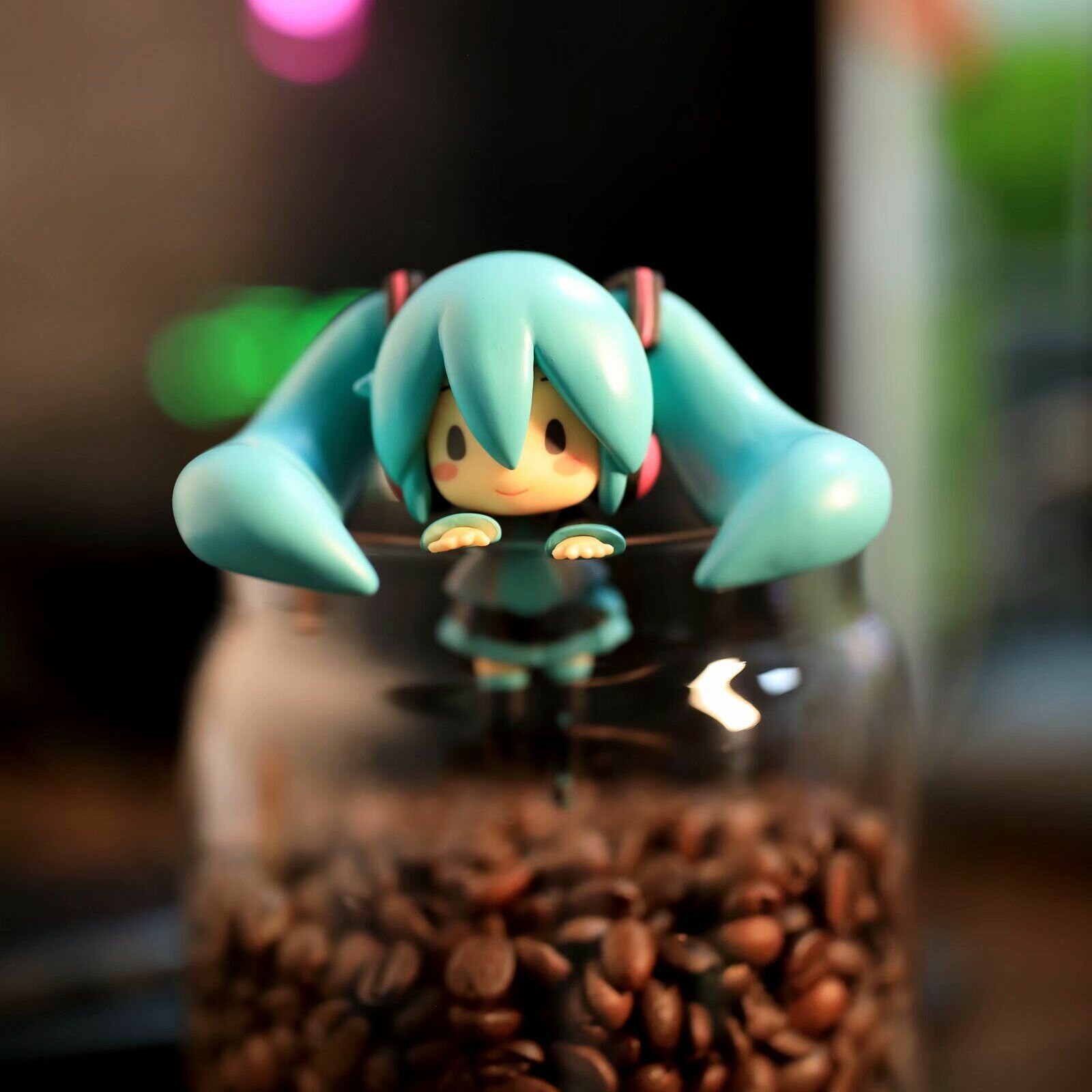Фигурка Hatsune Miku Q-версия, коллекционная модель PVC с креплением на чашку, в коробке