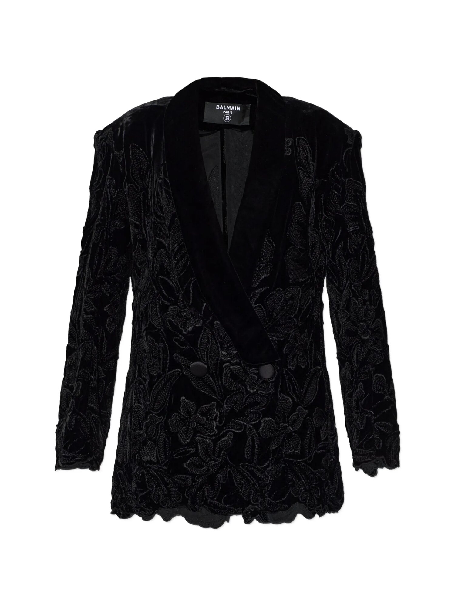 Пиджак BALMAIN Floral-embroidered velvet blazer
