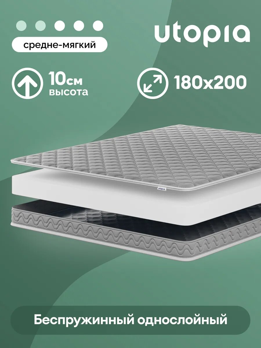 Матрас 180х200 беспружинный, ортопедический UTOPIA Foam Relax